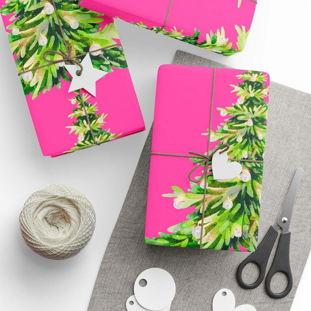 Vibrant Christmas Tree Wrapping Paper, Glossy or Matte Finish - Etsy