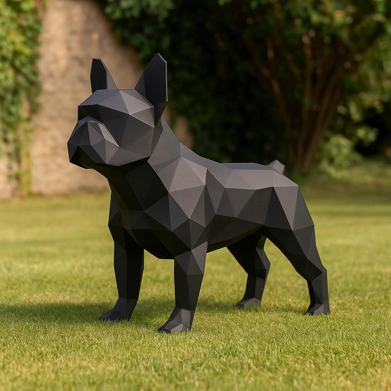 Handcrafted Polygonal French Bulldog Sculpture – Metal Garden Art - Etsy