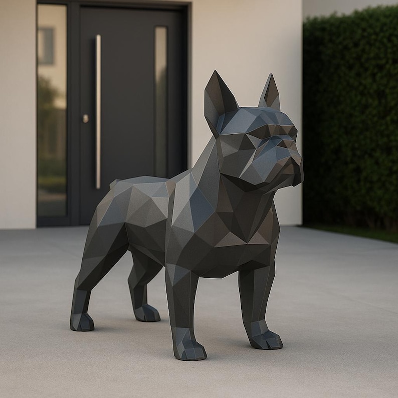 Handcrafted Polygonal French Bulldog Sculpture – Metal Garden Art - Etsy
