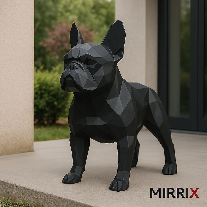 Handcrafted Polygonal French Bulldog Sculpture – Metal Garden Art - Etsy