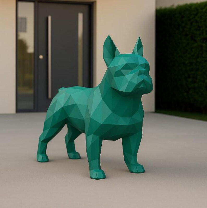 Handcrafted Polygonal French Bulldog Sculpture – Metal Garden Art - Etsy