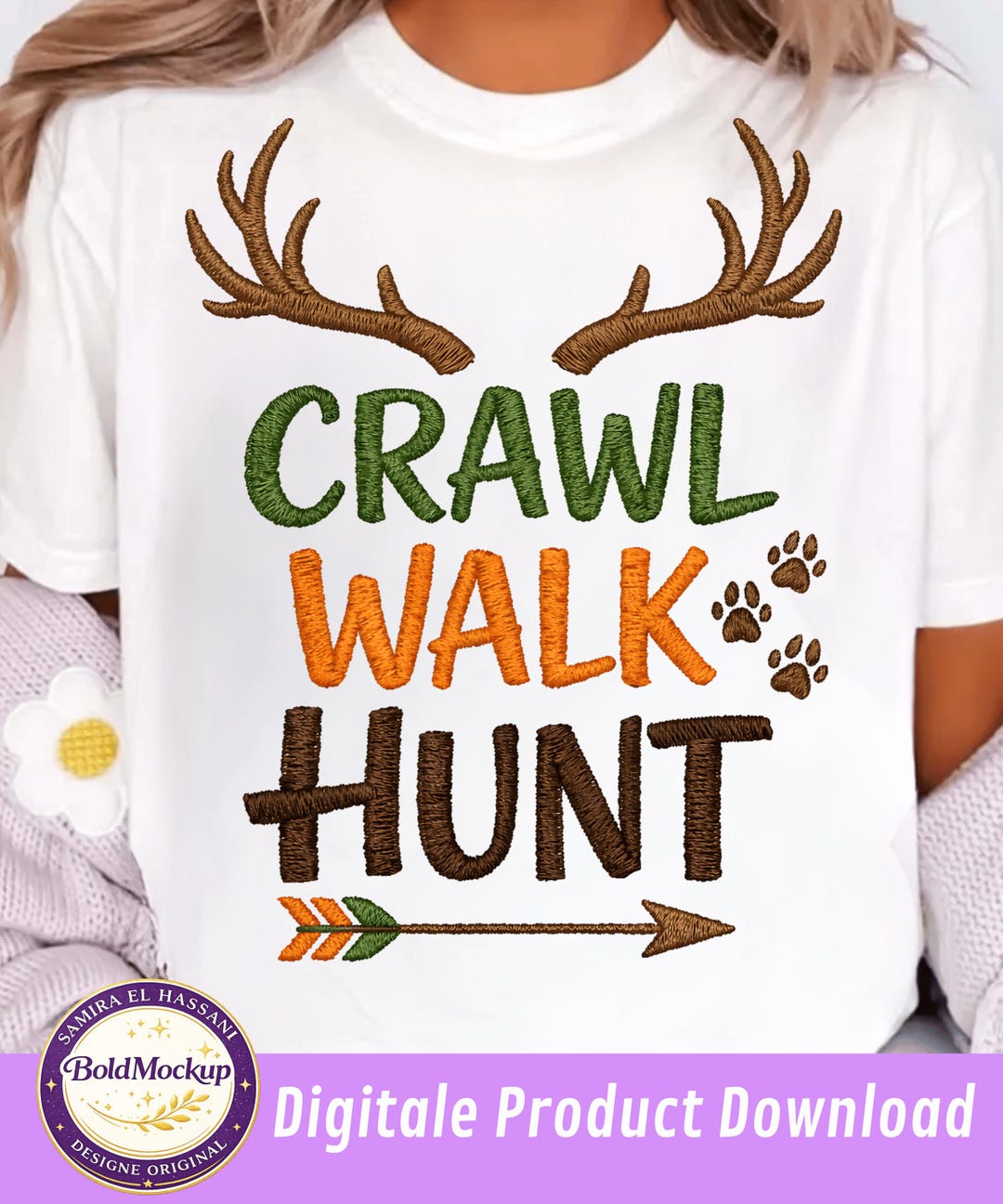 Crawl Walk Hunt PNG: Deer Antlers Hunting Design Baby Milestone Png ...