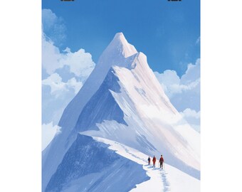 Snowy Mountain Summit Poster | Matte Vertical Wall Art - Etsy