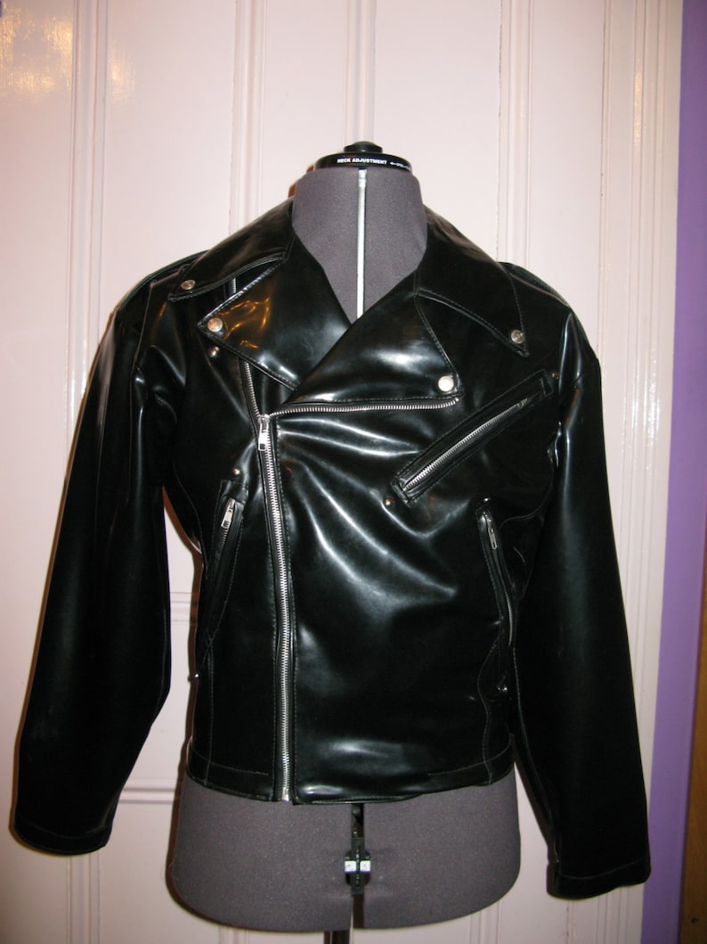 Ectomorph Men's Black Latex Rubber Biker Jacket - Etsy