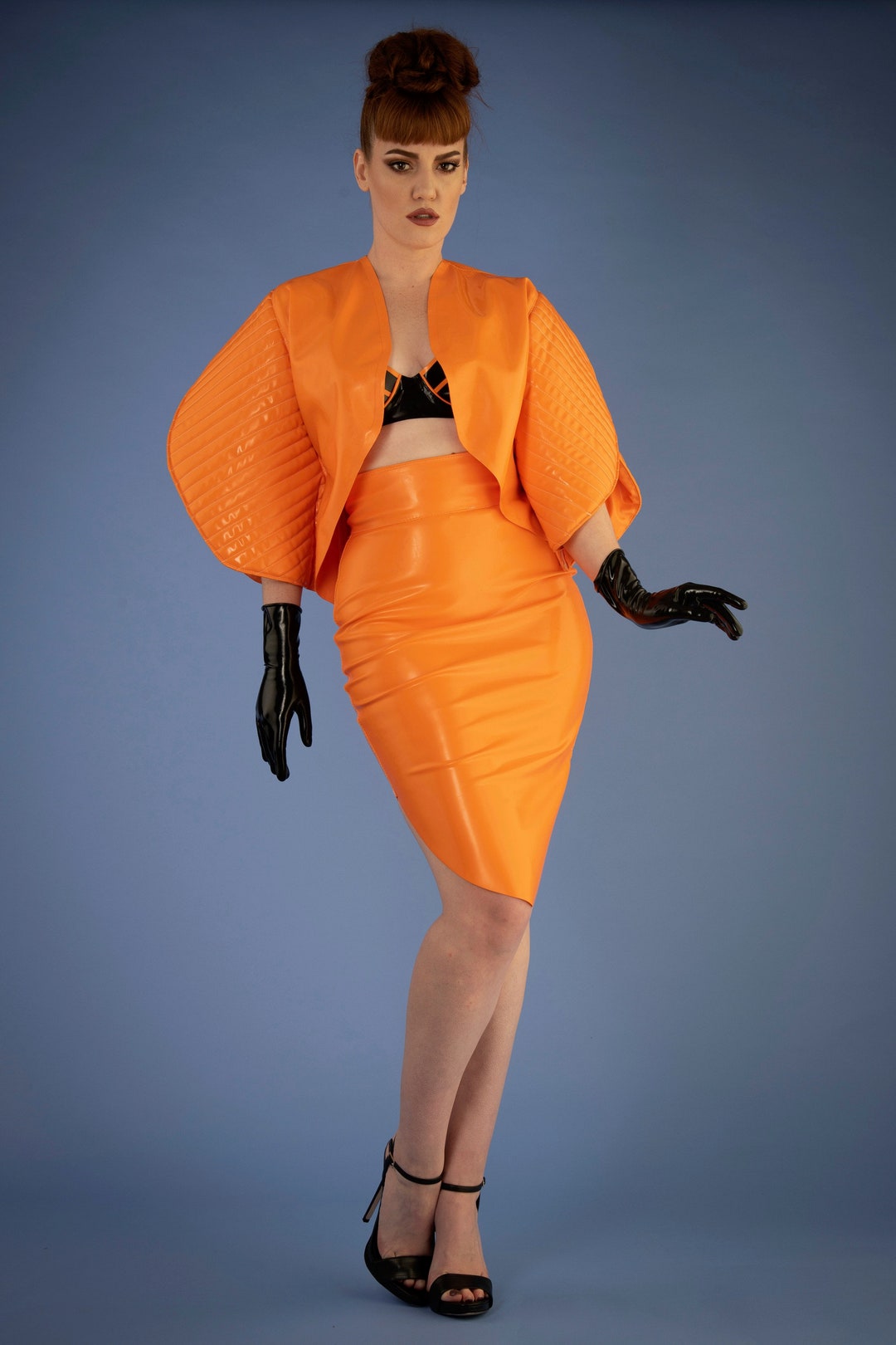 Buy Ectomorph Quilted Latex Butterfly Sleeve Jacket Online in India - Etsy