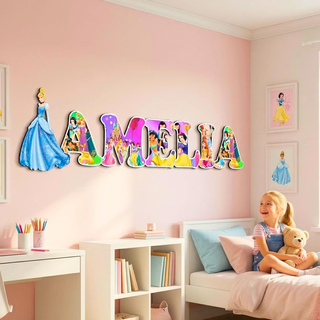 Personalized Disney Princess Name Sign, Custom Girls Room Decor ...
