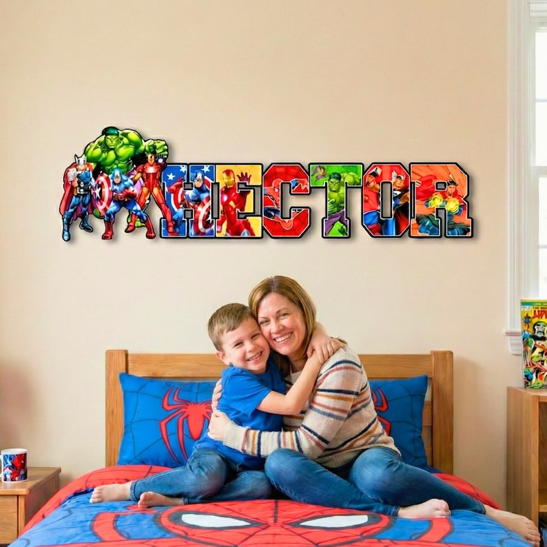 Custom Superhero Name Sign, Kids Room Decor, Personalized Birthday Gift ...