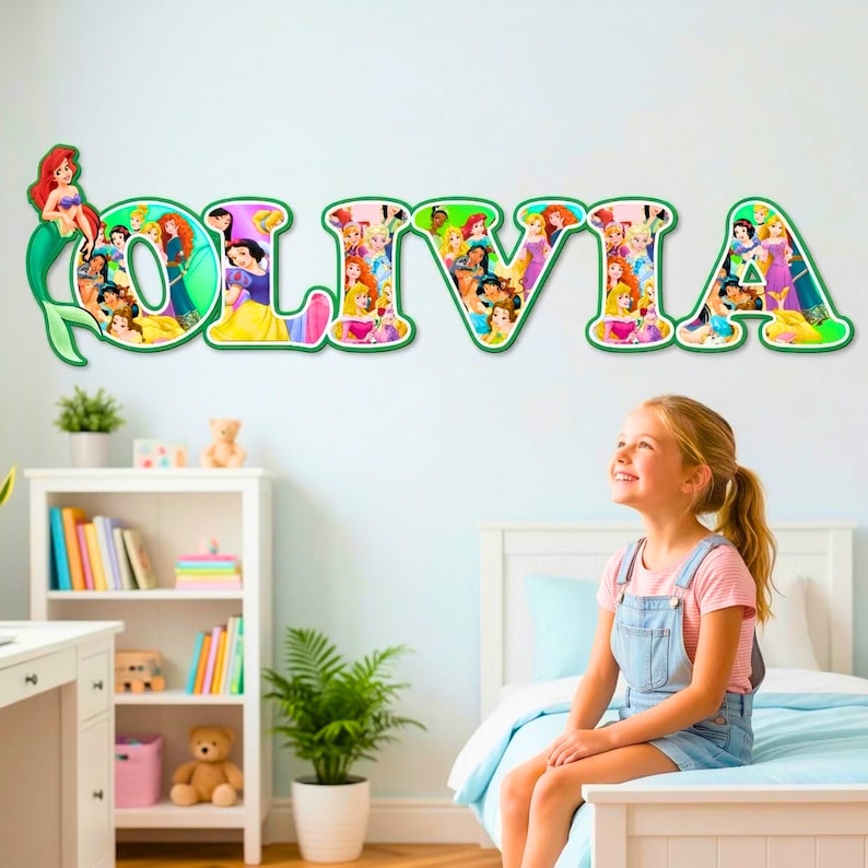 Personalized Disney Princess Name Sign, Custom Girls Room Decor ...