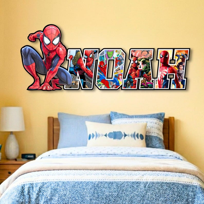 Personalized Spiderman Wood Name Sign – Superhero Kids Room Decor - Etsy