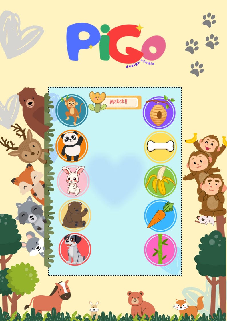 Preschool Activity Pack: Animal Food Match, Maze, Colors (PDF Download ...