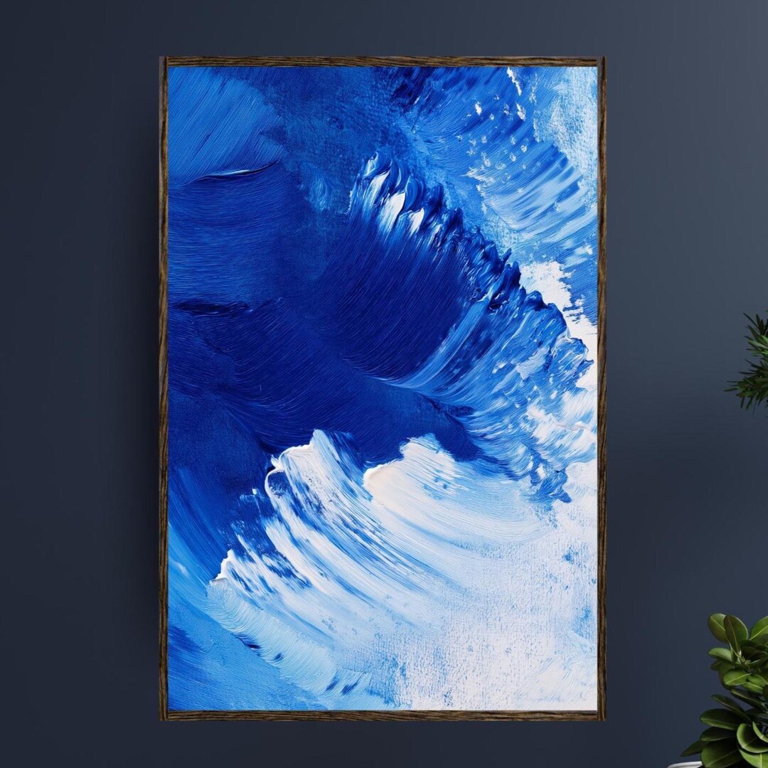 Abstract Ink Painting Art Print, Zen Spiritual Decor Modern Art Blue ...