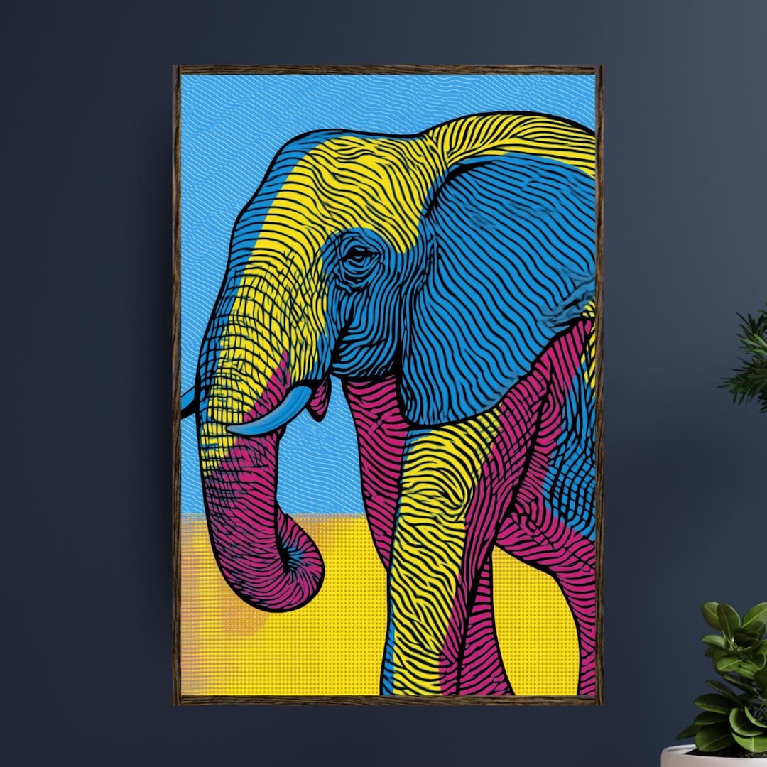 Colourful Elephant Poster, Bright Colourful Animal Wall Art, Abstract ...