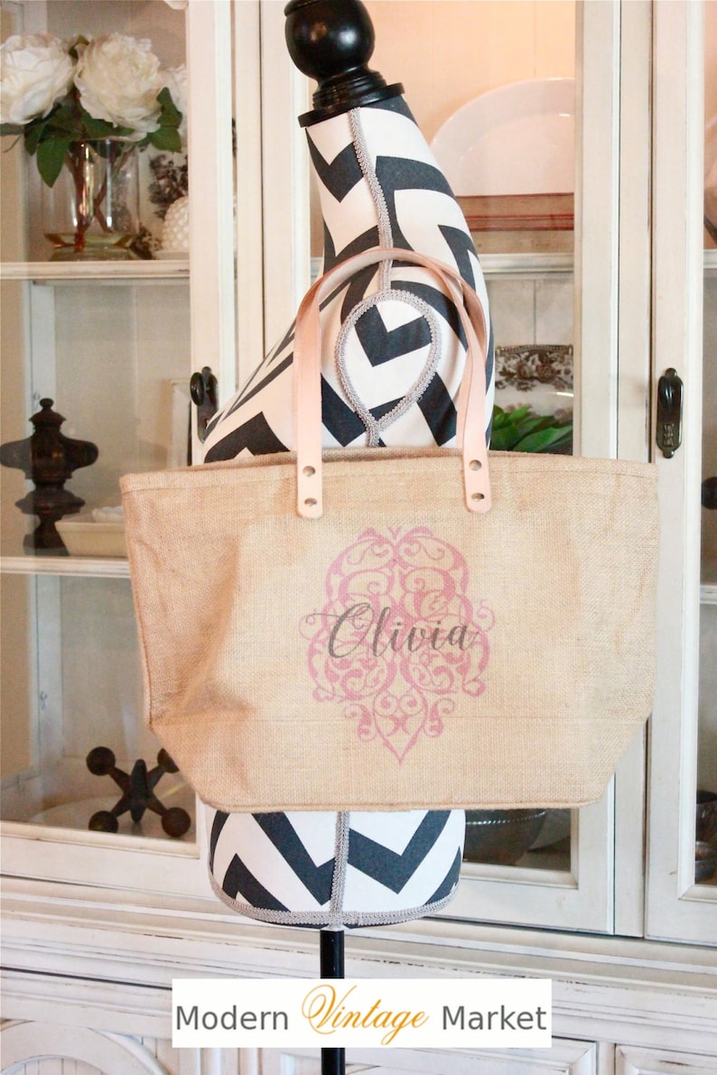 Monogram Tote, Monogrammed Bag, Custom Tote, Persoanlized, Purse,burlap ...