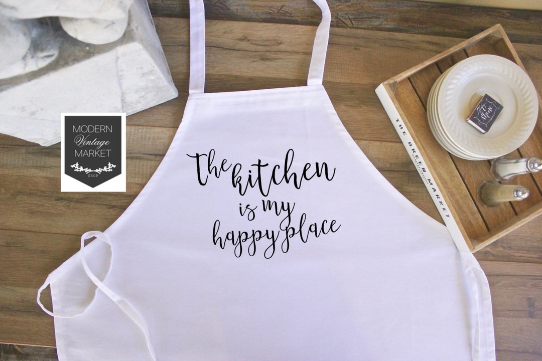 The Kitchen is My Happy Place Apron, Kitchen Apron, Apron for Her ...