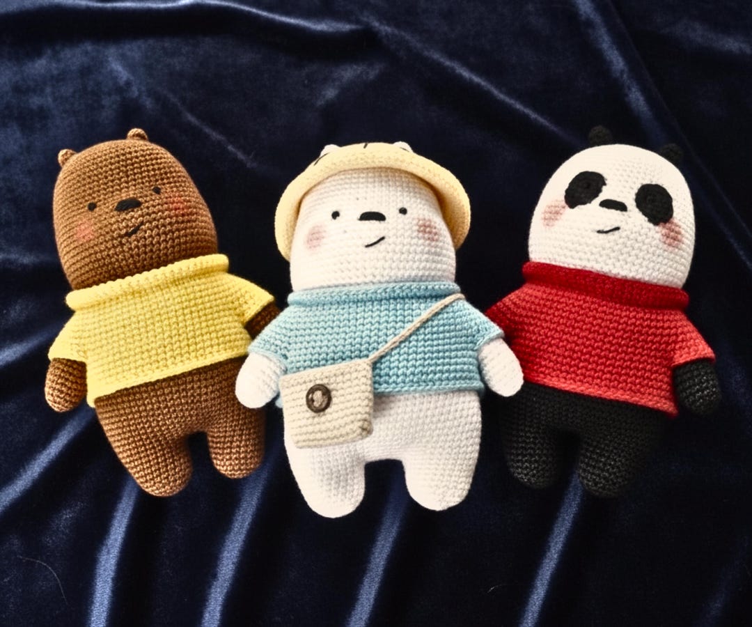 We Bare Bears Crochet Pattern, Grizzly, Panda, Ice Bear (PDF Pattern ...