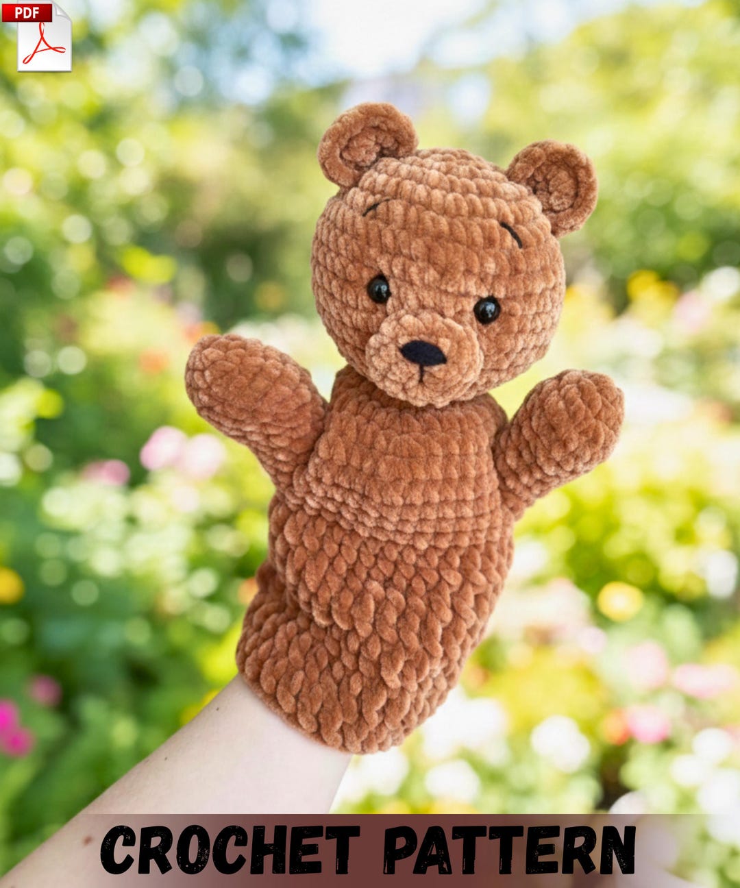 Bear Hand Puppet Crochet Pattern PDF, Amigurumi Bear Puppet, Easy Wild ...