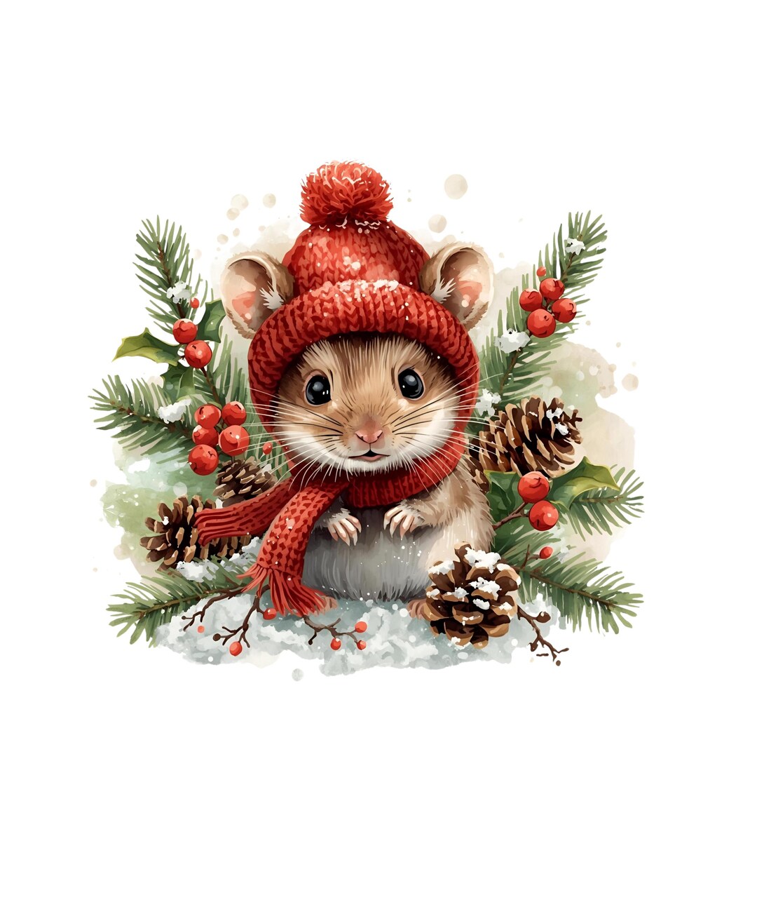 Christmas Animals Watercolor Clipart PNG Bundle, Holiday Nursery ...