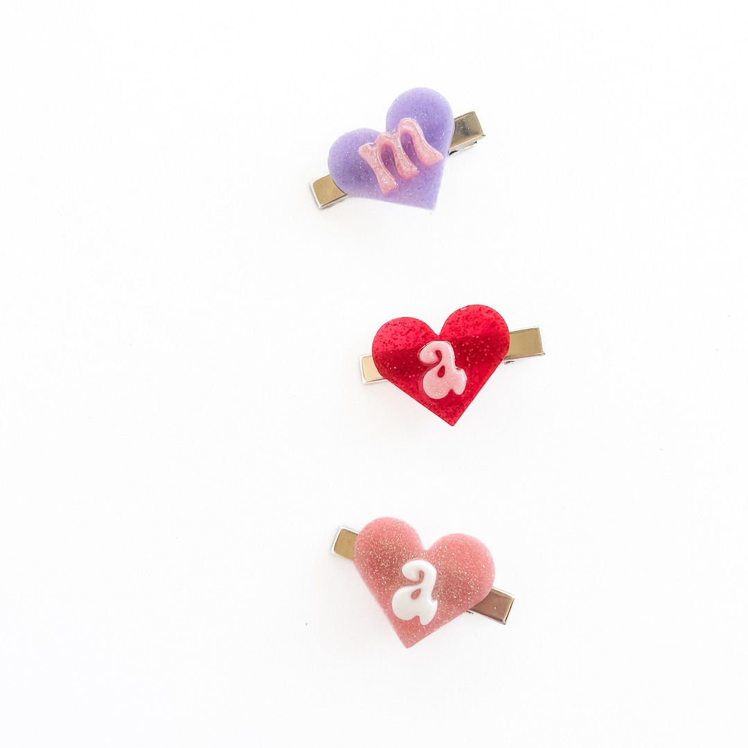 Personalized Hair Clip Letter Hair Clip Girls Hair Clip Heart Hair Clip ...