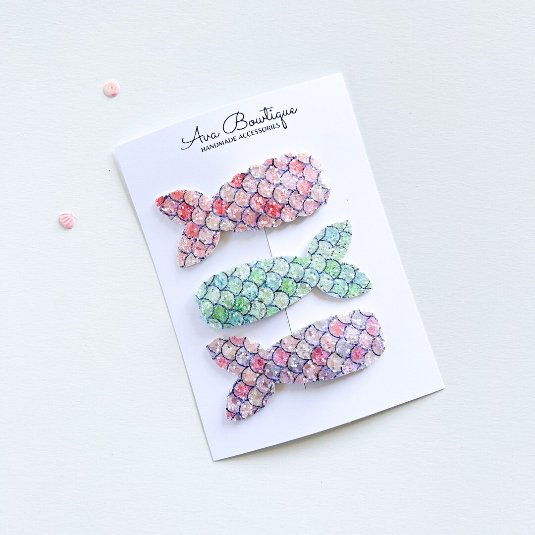 Set of 3 Mermaid Snap Clips Mermaid Hair Clip Snap Clip Girls Snap ...