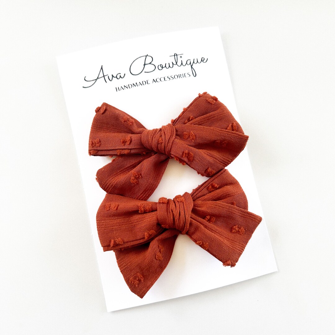 Rust Pigtail Bows Girls Pigtail Bows Rust Piggie Bow Set - Etsy