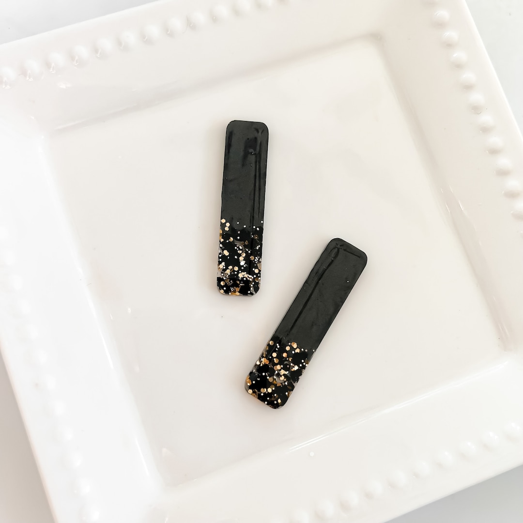Little Black Hair Clip - Girls Hair Clip - Pink Hair Clip - Black ...