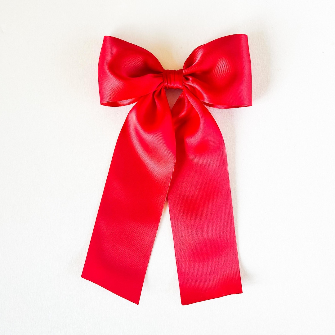 Red Satin Bow Red Satin Hair Bow Girls Luxury Bow Satin Flower Girl Bow ...