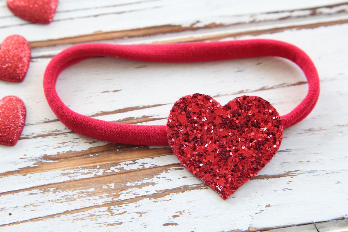 Valentine Heart Headband Glitter Heart Headband Valentines - Etsy