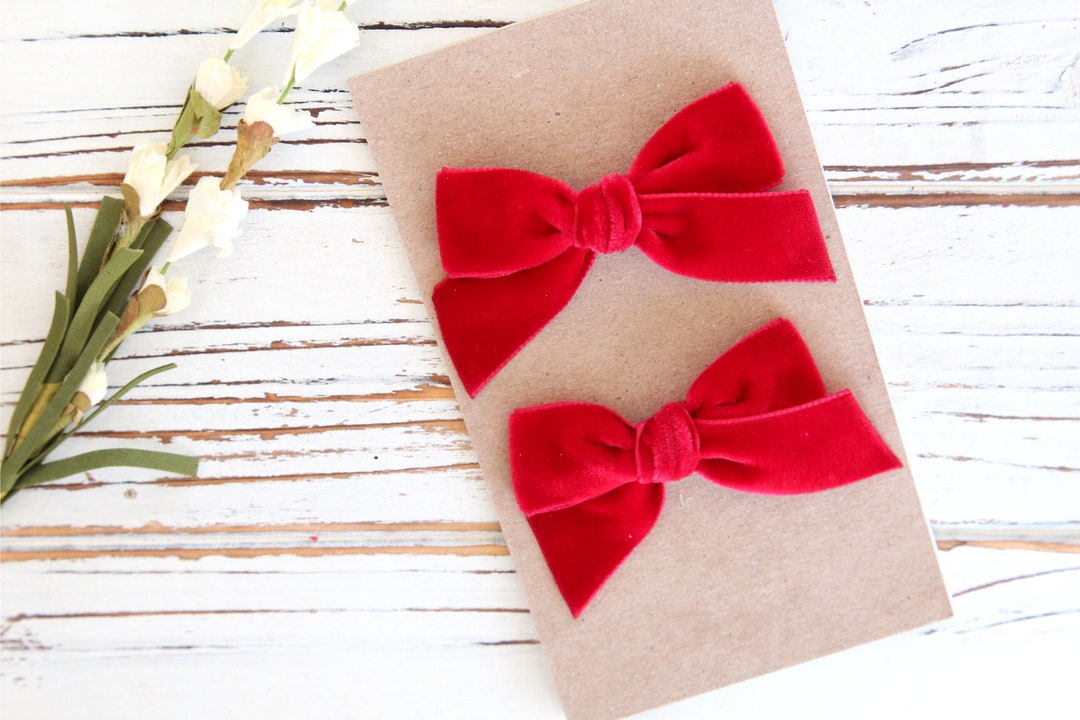 Red Pigtail Bow Set Red Pigtail Bow Set Red Piggie Bow Set Girls ...