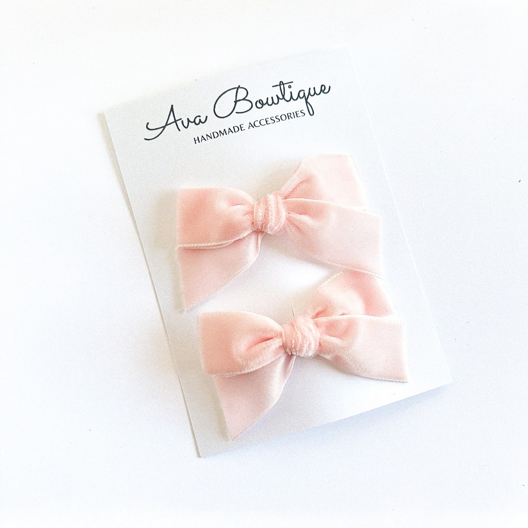 Pink Velvet Pigtail Bow Set Pink Pigtail Bow Set Pink Piggie Bow Set ...