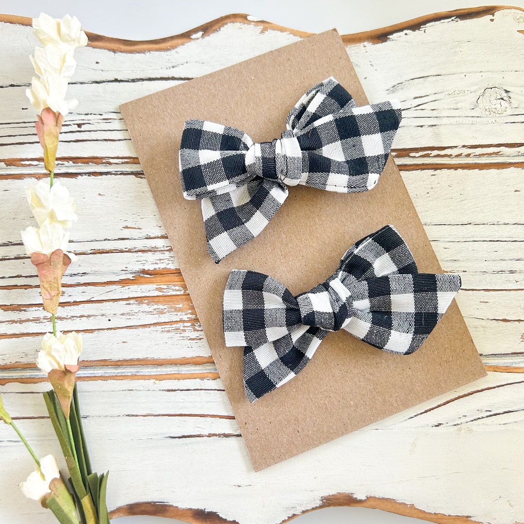 Buffalo Plaid Pigtail Bow Set Plaid Pigtail Bow Set Mustard Piggie Bow ...