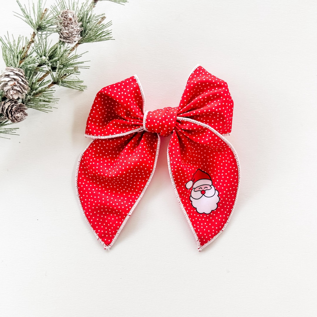 Christmas Santa Hair Bow Christmas Hair Clip Christmas Bow Holiday Hair ...