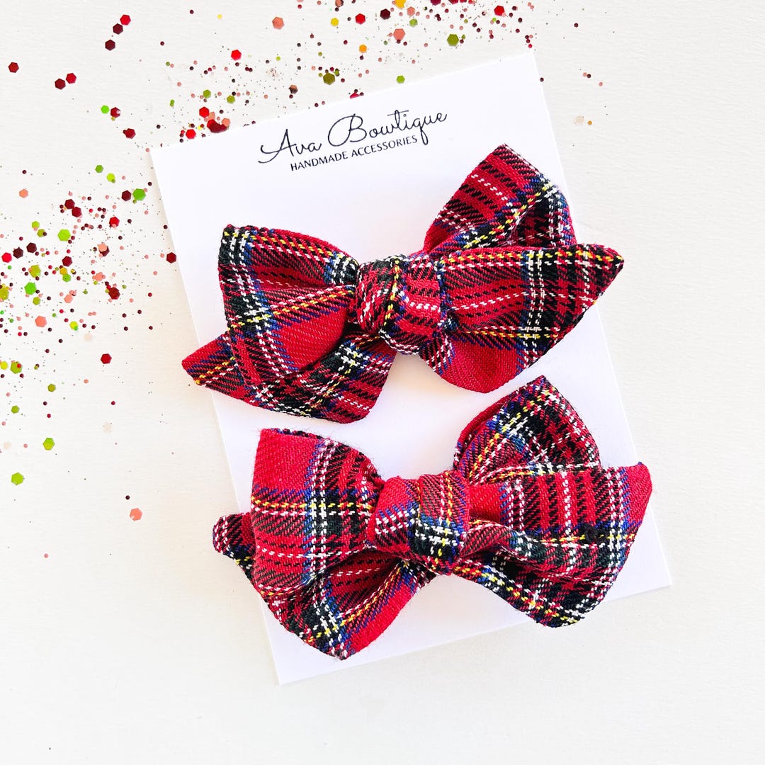 Christmas Tartan Plaid Pigtail Bows Christmas Plaid Pigtail Bows ...