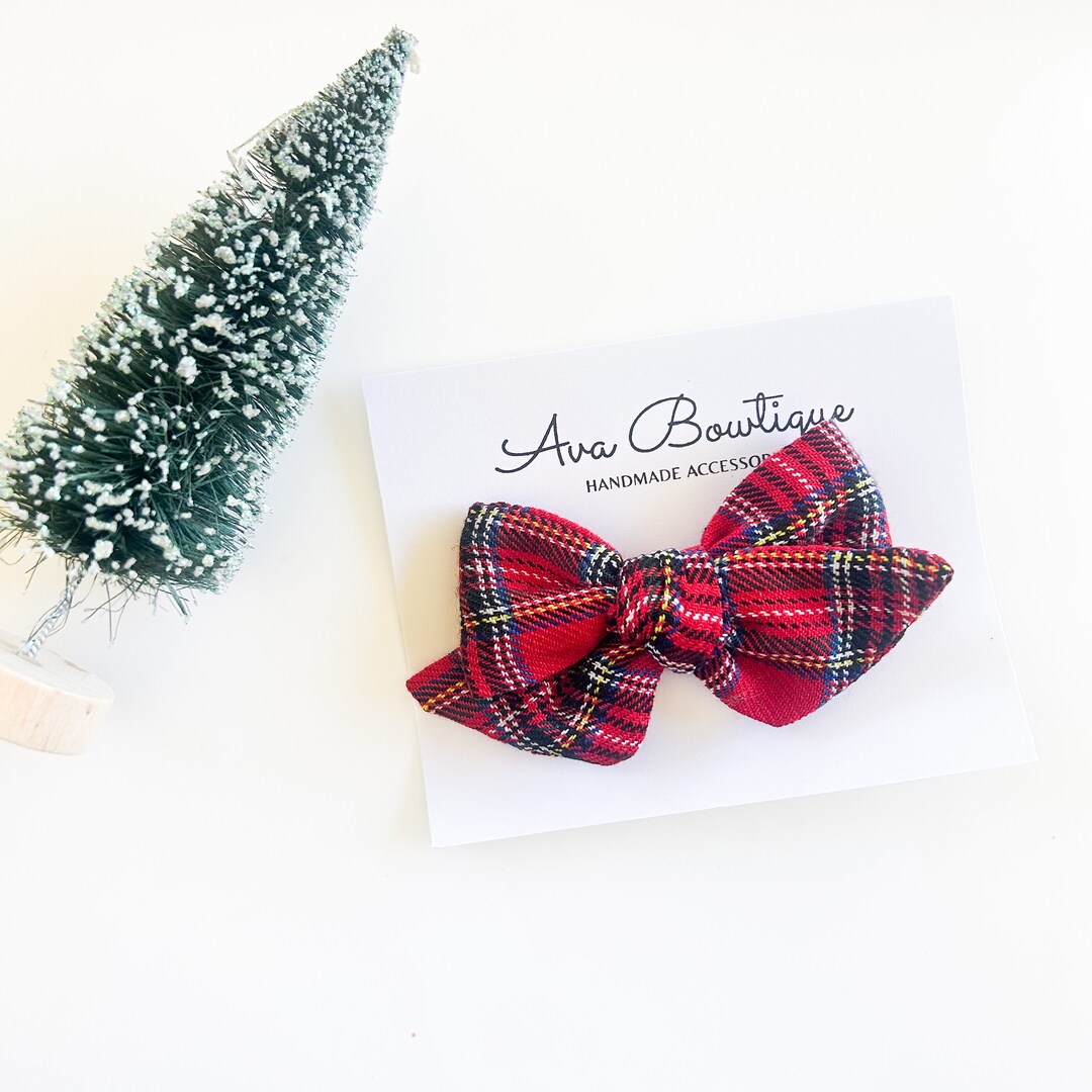 Christmas Plaid Hair Bow Christmas Bow Headband Hand Tied - Etsy