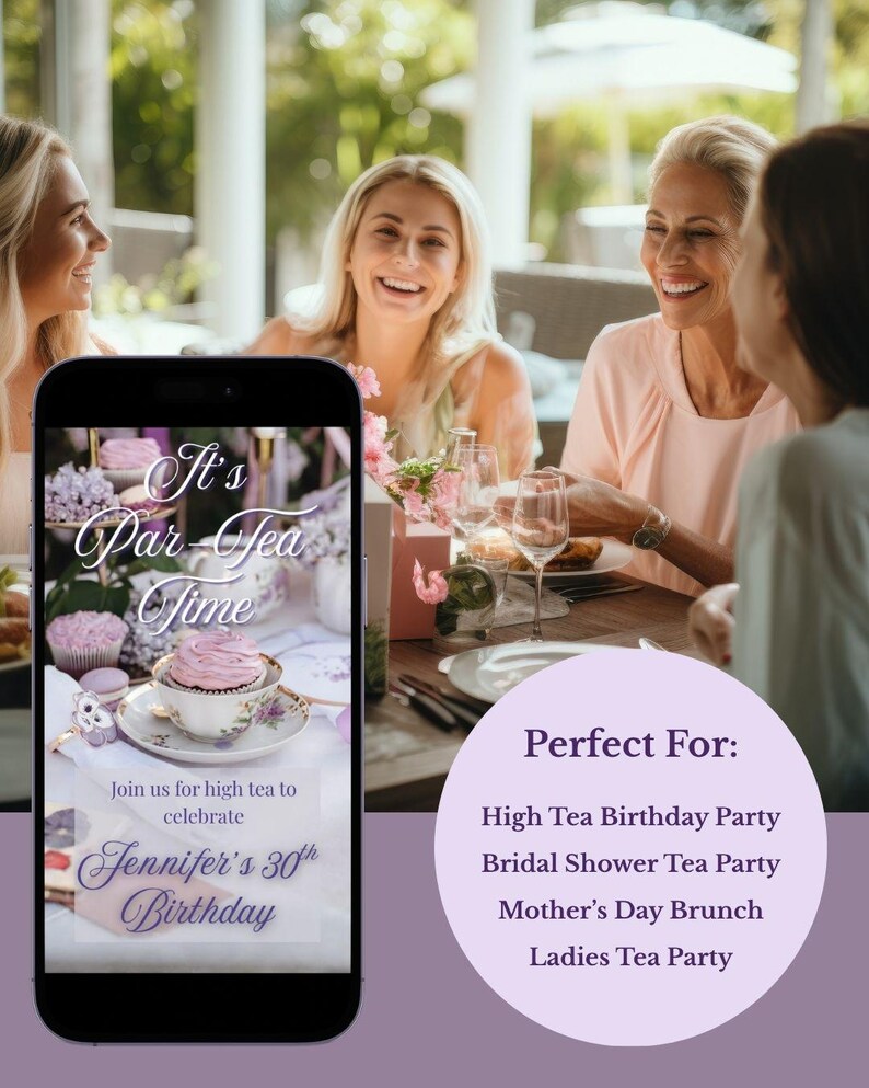 Animated Tea Party Invitation, High Tea Birthday, Bridal Shower ...