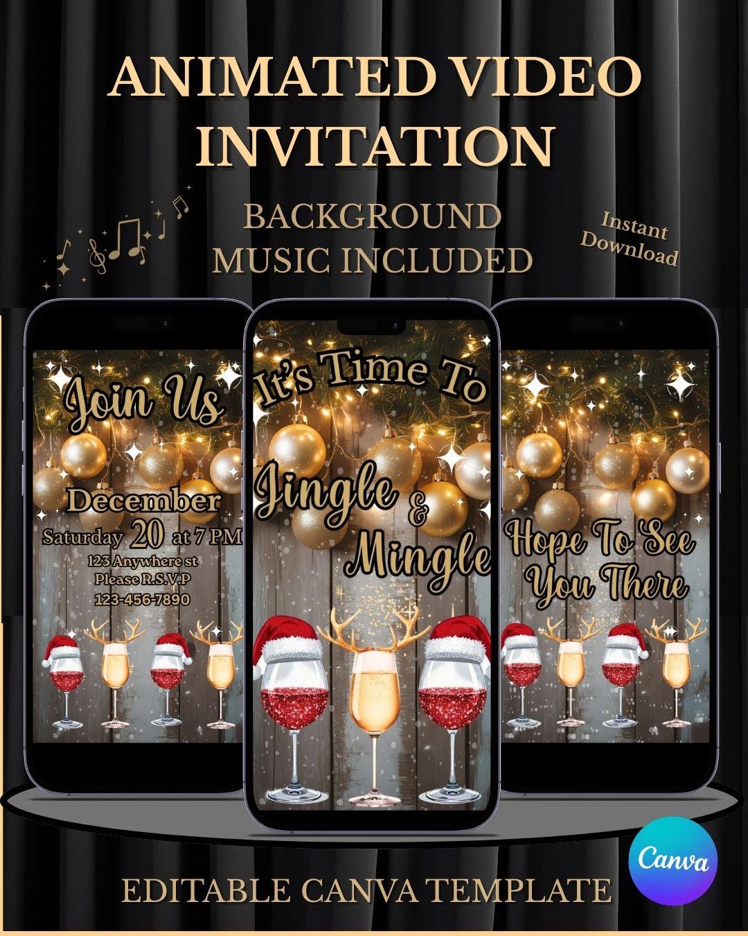Jingle & Mingle Party Invitation Video With Music | Holiday Animated ...