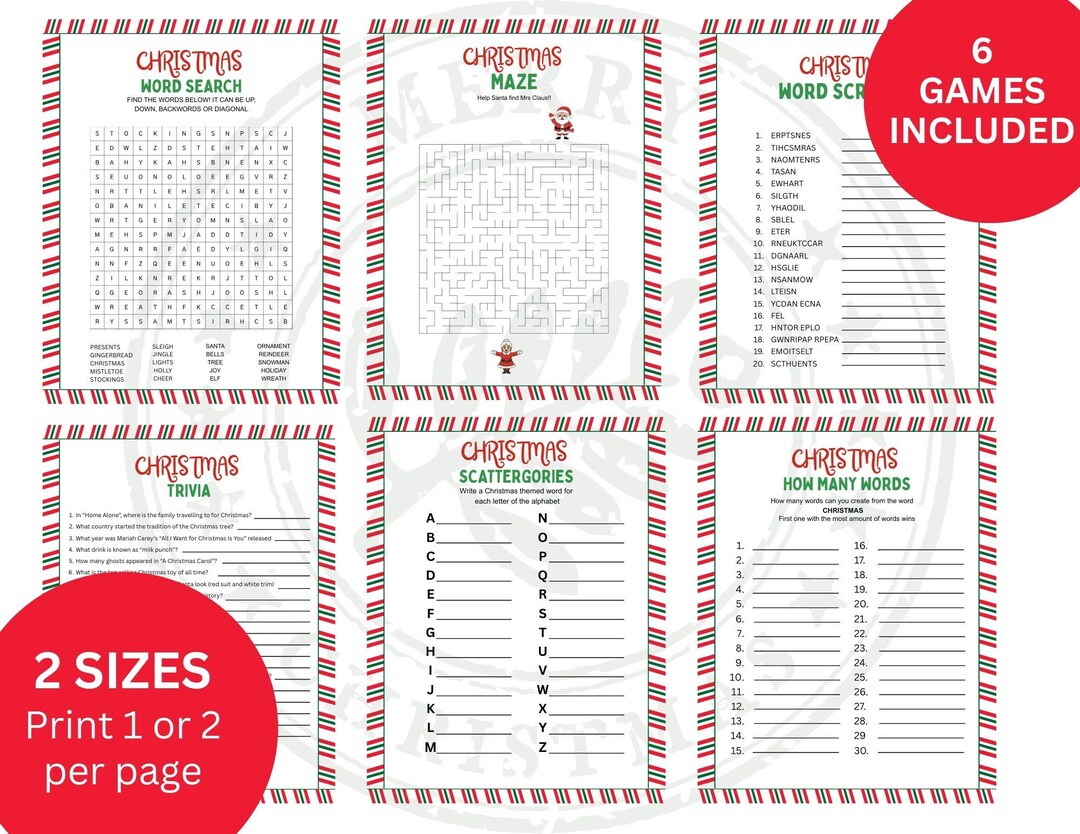 Fun Adult Christmas Games Printable PDF | Holiday Party Games With ...