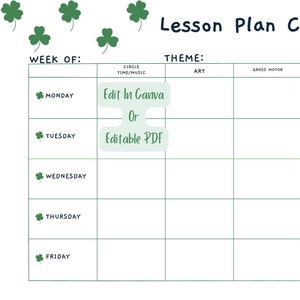 Daycare/preschool/pre~k/kindergarten/elementary Lesson Plan Template ...