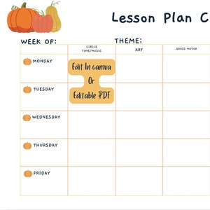 Daycare/preschool/prek/kindergarten/elementary Lesson Plan Template ...