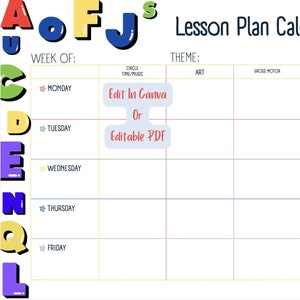 Daycare/preschool/pre~k/kindergarten/elementary Lesson Plan Template ...