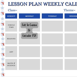 Daycare/preschool/pre~k/kindergarten/elementary Lesson Plan Template ...