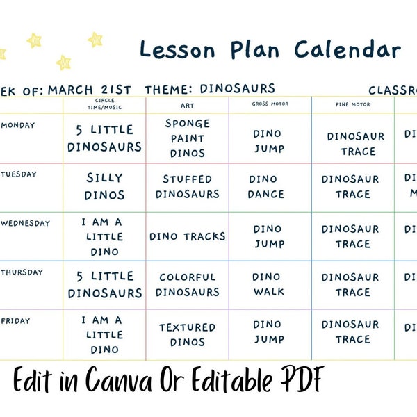 Simple Weekly Lesson Plan Template-preschool/prek/ Kindergarten/daycare ...