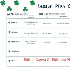 Daycare/preschool/pre~k/kindergarten/elementary Lesson Plan Template ...