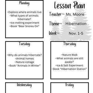 Forest Lesson Plan Template: Weekly Planner, Editable PDF & Canva - Etsy