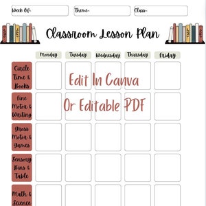 Daycare/preschool/pre~k/kindergarten/elementary Lesson Plan Template ...