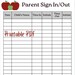 Daily Parent Sign in and Out Form. Perfect for Daycare, Preschool ...