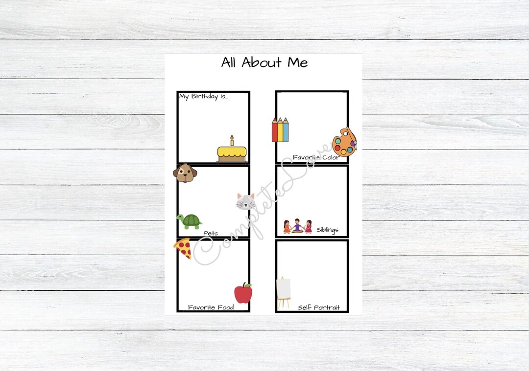Daycare, Preschool, Elementary "all About Me" Activity Sheet, Great ...