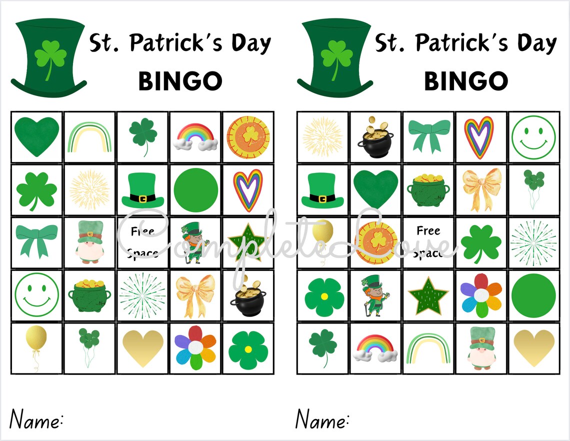 St. Patrick's Day Bingo, Printable PDF, 10 Different BINGO Cards ...