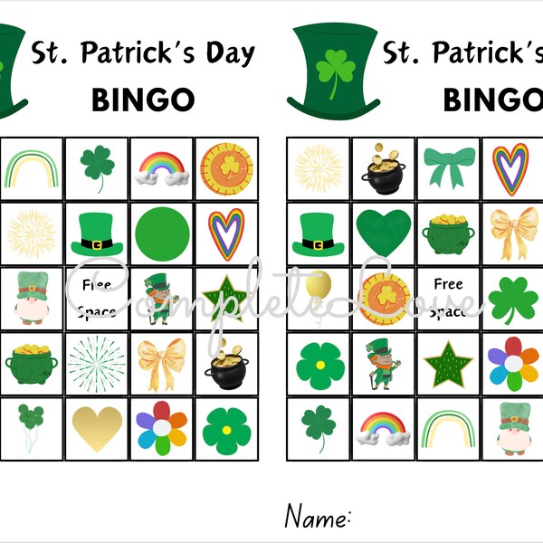 St. Patrick's Day Bingo, Printable PDF, 10 Different BINGO Cards ...