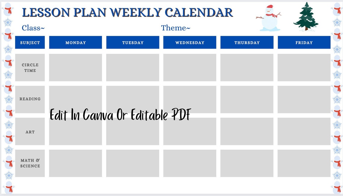 Daycare/preschool/prek/kindergarten/elementary Lesson Plan Template ...