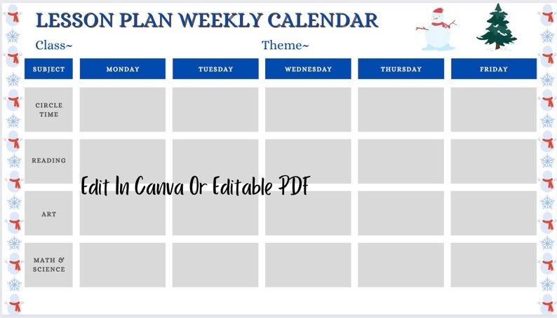 Daycare/preschool/pre~k/kindergarten/elementary Lesson Plan Template ...